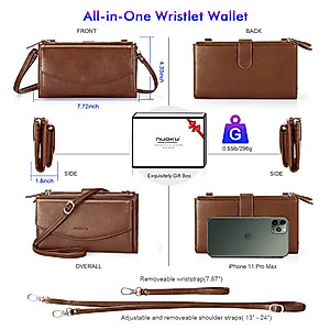 nuoku RFID Wallet Women Travel Zip Wristlet Purse Crossbody Clutch