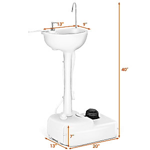 Giantex Portable Camping Sink with Soap Dispenser and Towel Holder, 19L Water Capacity with Rolling Wheels and Foot Pump for Outdoor Events, Gatherings, Camping, Portable Hand Wash Basin Stand