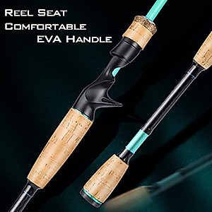 Sougayilang Baitcaster Combo, 2Pc Baitcasting Fishing Rod and Reel Combo, Twin-Tip M/MH Fishing Pole and Baitcasting Reel-Green-6.9ft-Right Handle