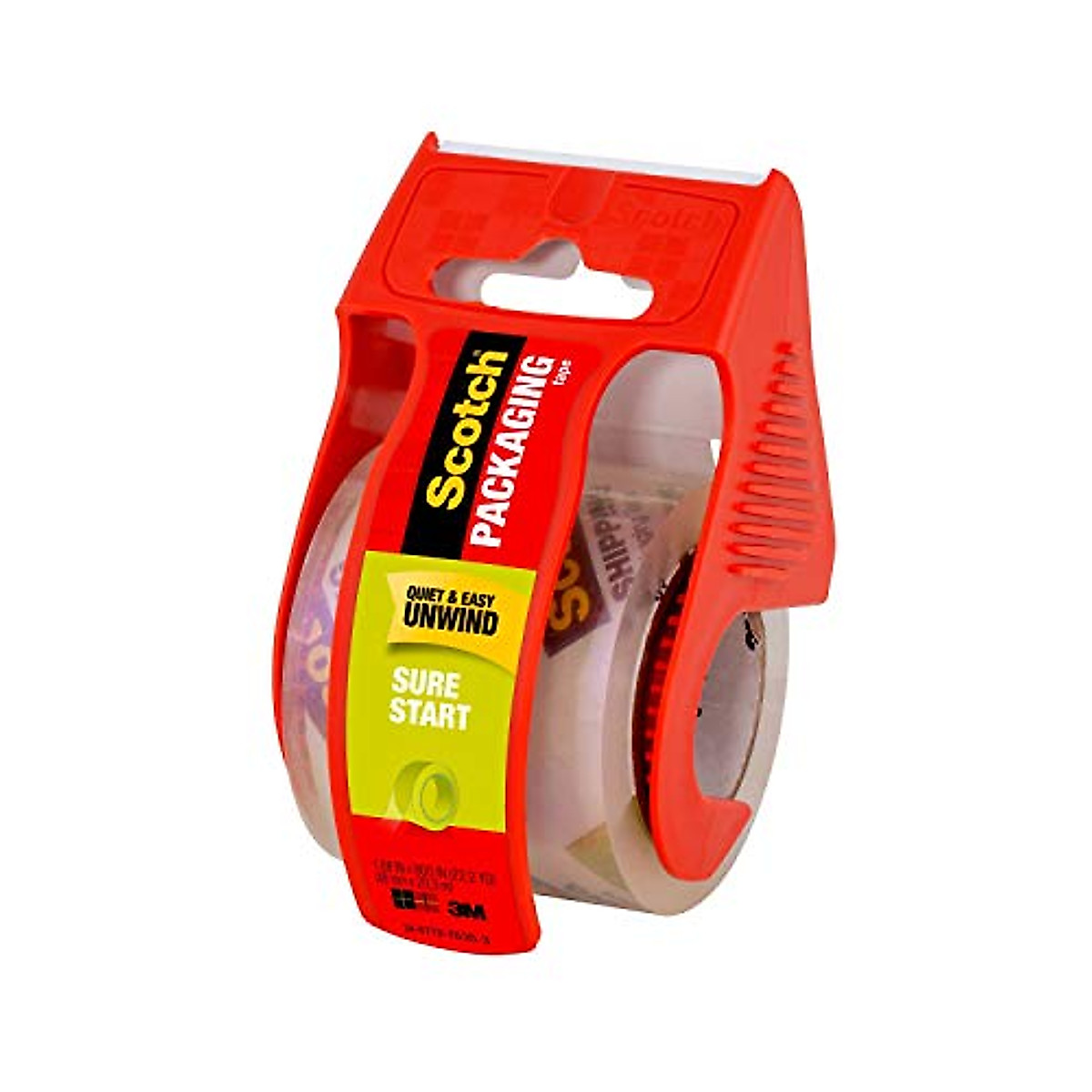 Scotch Sure Start Packing Tape, Clear, Quiet Unwind and Easy Start, Moving Supplies, 1.88 in. x 22.2 yd., 6 Tape Rolls with Dispensers