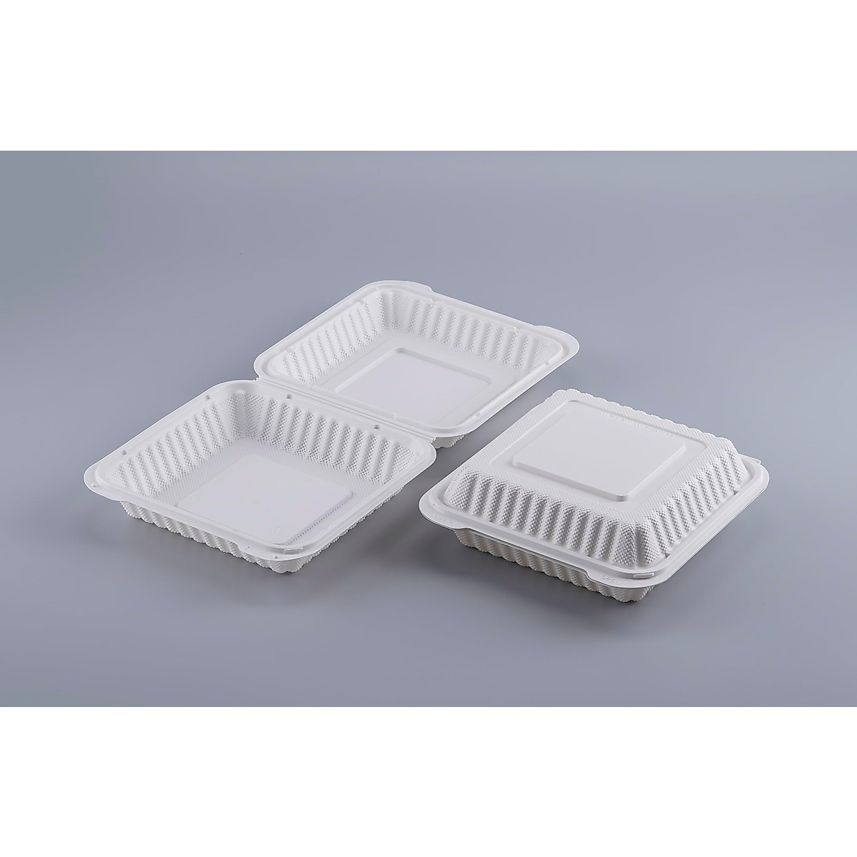 8"×8" 1-Compartment - 20 Pack Plastic Clamshell Take Out Food Containers Heavy-Duty Togo Disposable Lunch Box With Secure Snap Hinged Lid Meal Prep for Parties Restaurants