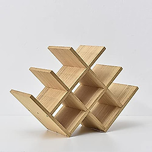 KIRIGEN Wooden 8-Bottle Wine Rack - 3-Tier Wood Wine Display Rack/Free Standing and Countertop Wine Storage Shelf - Bottle Holder/Cabinet Glass Rack Natural XHJJ3-NA