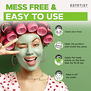 ESTETIST Green Tea Clay Mask Stick Set Purifying Face Mask Replenishing Moisture Deep Pore Cleanser Blackhead Remover Oil Control Skin Detoxifying Anti-Acne Treatment for All Skin Types Pack of 3