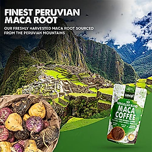 Wixar Instant Maca Coffee for Men and Women – Maca Coffee Powder - Instant Coffee Blend with Maca Root, Reishi Mushroom, Ginseng, Tongkat Ali - Dark Roast, Size 4oz Maca Supplement