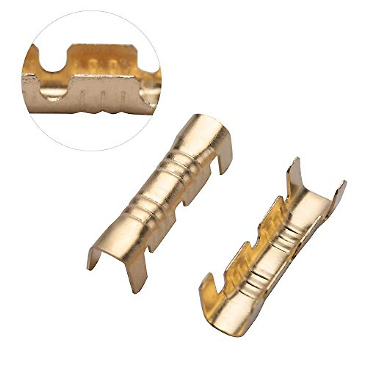 100 pcs Brass Connectors Kit, Male and Female Spade Quick Splice Quick Electric Wiring Butt Connector for for Car Audio Speaker AWG 22-14 Gauge
