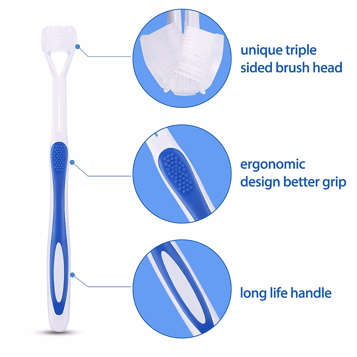 16 Pieces Three Sided Toothbrush Autism Toothbrush Bristle Travel Toothbrush for Kids Complete Teeth Gum Care Great Angle Bristles to Clean Each Tooth, Soft/Gentle (Green, Blue, Yellow, Red)