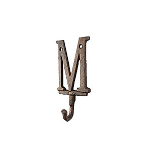 Handcrafted Nautical Decor Rustic Copper Cast Iron Letter M Alphabet Wall Hook 6"