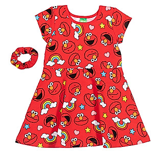 Sesame Street Elmo Toddler Girls Dress and Scrunchie Red 3T