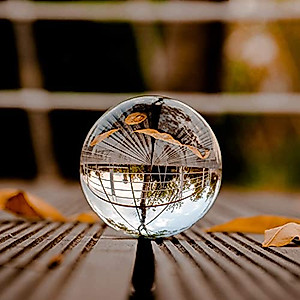 LONGWIN 80mm(3.14 inch) Clear Crystal Meditation Balls for Witchcraft with Golden Iron Stand, Photography Props, Glass Juggling Balls, Divination Balls Home Crystal Feng Shui Decor