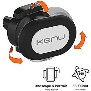 Kenu Airframe Magnetic Phone Car Mount for Air Vent - Portable Mobile Holder - 360 Degree Rotation - 6 Powerful Magnets with 1 Reusable Steel Plate - Use with Latest iPhones, Samsungs, and Androids