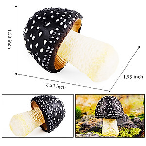 Hiawbon 6 Pcs Miniature Mushroom Figurine Plastic Mushroom Model Realistic Artificial Mushroom Fairy Garden Landscape Decoration Supplies