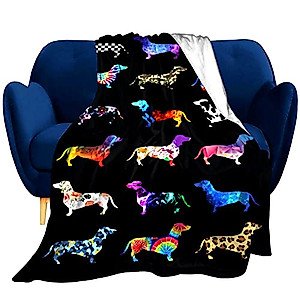 Dachshund Throw Blanket Bedding Super Soft Warm Flannel Blankets for Kids Adults Bedroom Living Room Sofa 50"x60"