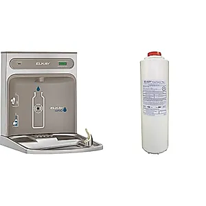 Elkay LZWSRK Bottle Filling Station, Stainless Steel & 51300C WaterSentry Plus Replacement Filter (Bottle Fillers), White