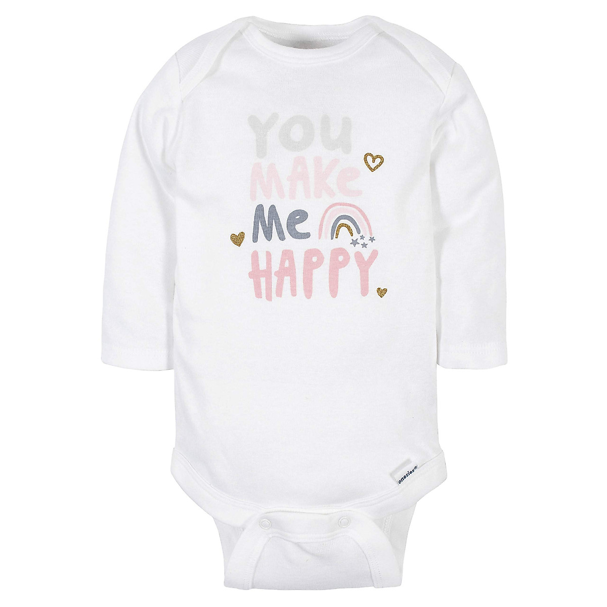 Gerber Baby Girls' 6-Pack Long-Sleeve Onesies Bodysuits, Bear Pink, 12 Months