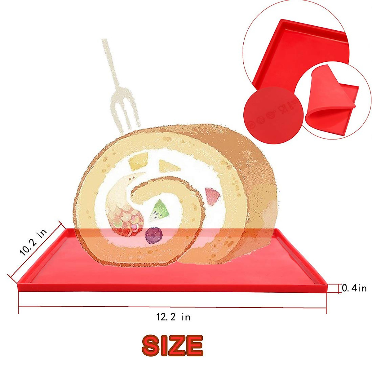 Luck Love 2 Pcs Swiss Roll Cake Mat Flexible Baking Tray Jelly Roll Pan Silicone Cookies Mold Bakeware