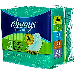 Always Pads Size 2 Ultra Thin 16 Count Long Super