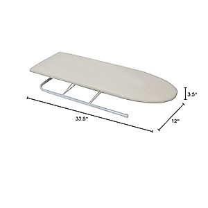 Sunbeam Home Basics Tabletop Convenient & Portable Ironing Board with Folding Legs and Iron Rest 12x32, Beige