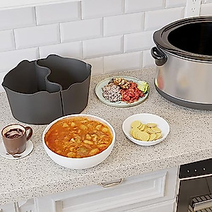 PotDivider Silicone Slow Cooker Liners Insert Fit for 8 QT Oval Crockpot Reusable Two-in-One Slow Cooker Divider - Leakproof and Dishwasher Safe Slow Cooker Accessories