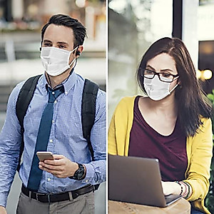 Wecolor 100 Pcs Disposable 3 Ply Earloop Face Masks, Suitable for Home, School, Office and Outdoors (White)