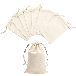 Tendwarm 20 Pieces 4x6 Inches Cotton Drawstring Bags Reusable Muslin Sachet Bag for Party Wedding Storage Home Supplies