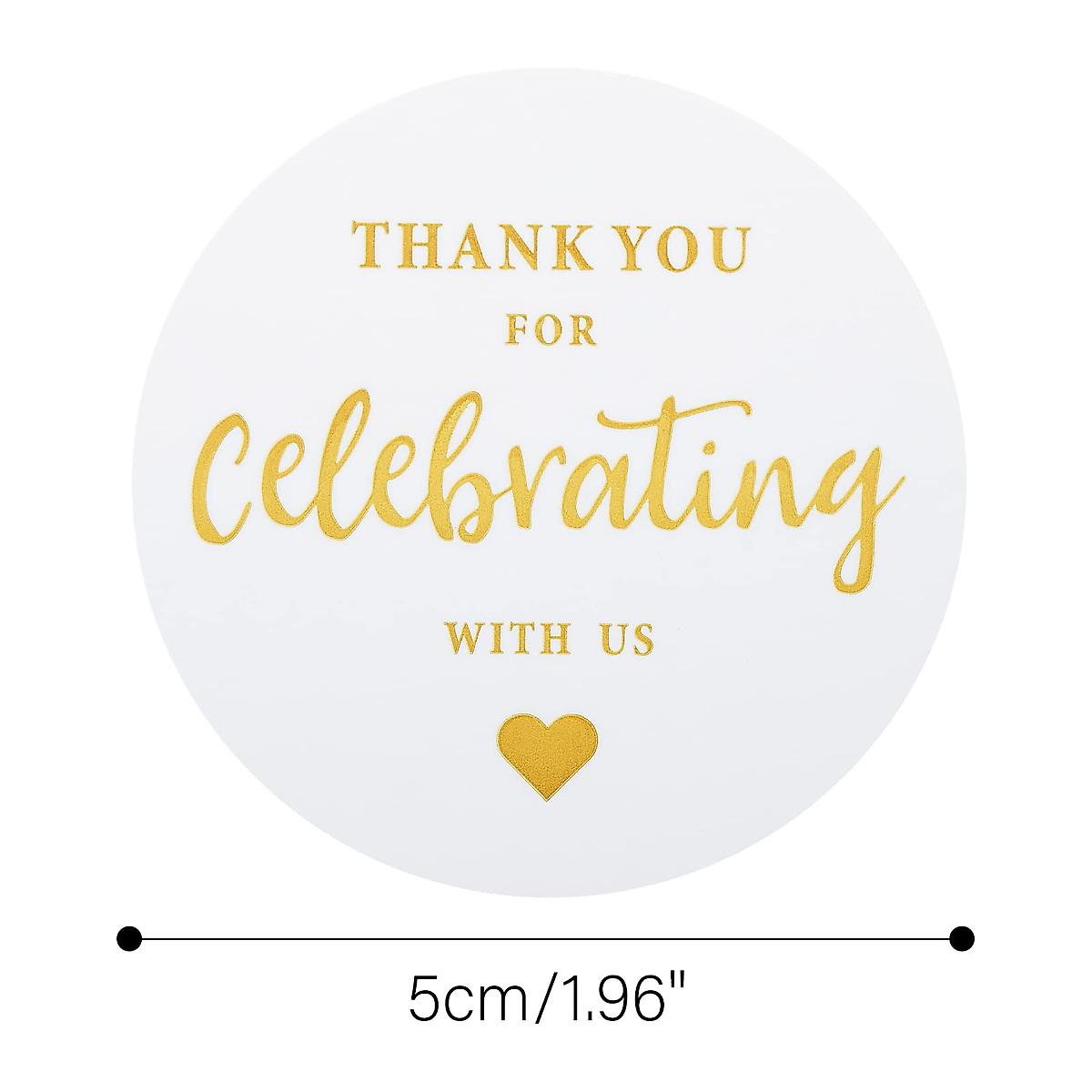 G2PLUS Thank You for Celebrating with Us Stickers,60PCS 2 Inch Round Thank You Sticker Labels for Invitation Envelopes for Wedding, Birthday Baby Shower, Party Favor (Gold)