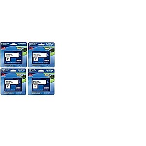 Brother Genuine P-Touch 4-Pack TZe-251 Laminated Tape, Black Print on White Standard Adhesive Laminated Tape for P-Touch Label Makers, Each Roll is 0.94"/24mm (~ 1") Wide, 26.2 ft. (8M) Long