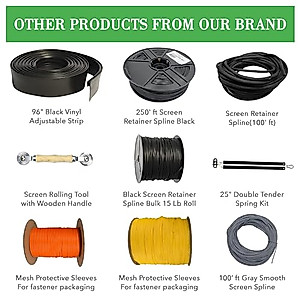 Flat Screen Spline - 0.315", 100 Feet Roll - Flat Screen Retainer Spline - Bulk Screen Holder Spline for Door, Window Mesh & Mosquito Net Fixing - Screen Door Repair & Replacement Spline - Black