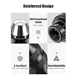 Drill Chuck Collet Set for Dremel, 1/32" to 1/8" Replacement 4486 Drill Keyless Bit Chuck Shank Rotary Tool Quick Change Adapter with Replacement 4485 Brass Quick Change Rotary Drill Nut Tool Set