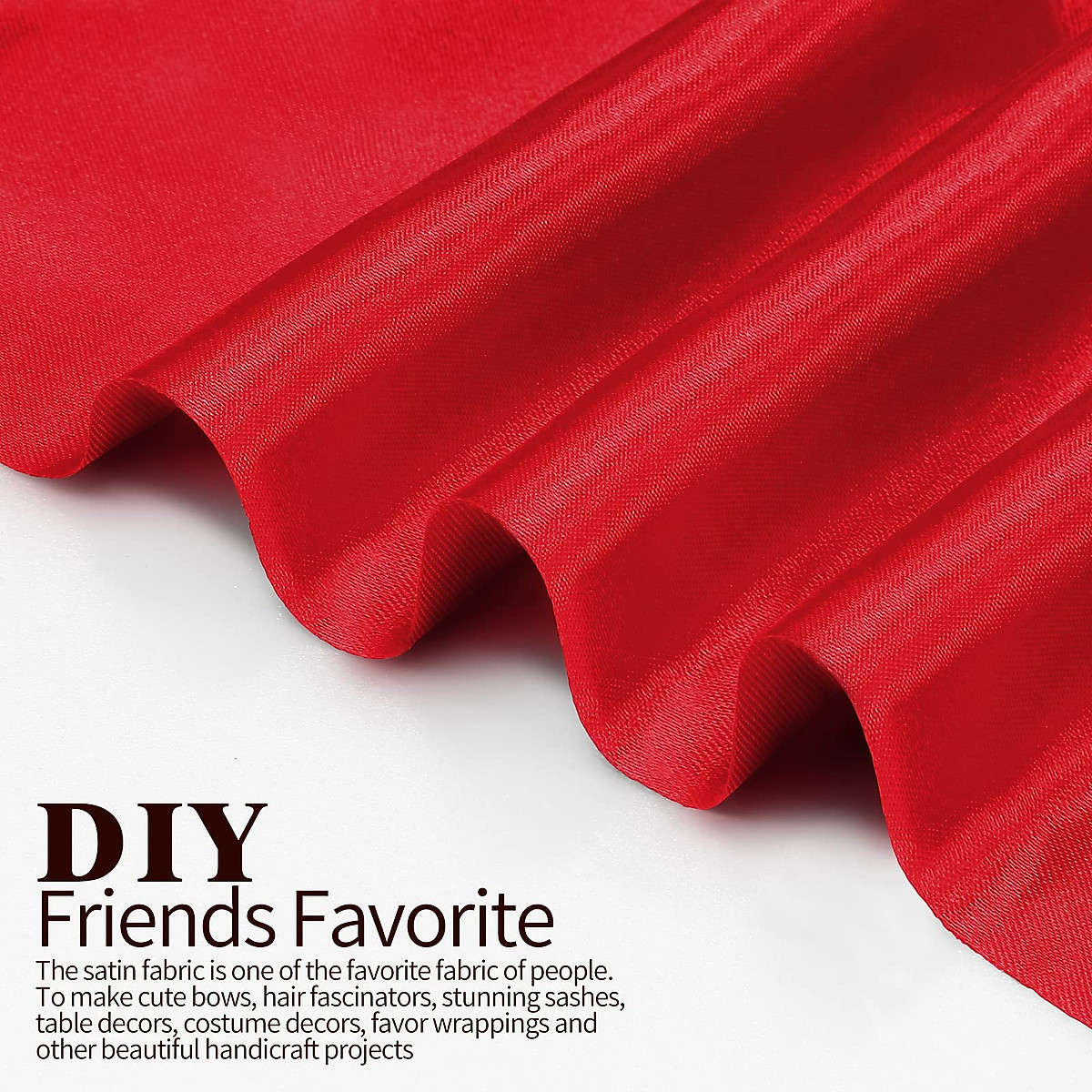 Horbaunal Red Satin Fabric 60 Inch Wide by The Yard, Soft Charmeuse Satin Fabric for Wedding Dress, DIY Craftings, Costumes, 1 Yard