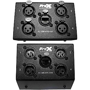 ProX XC-SBCAT6-4XM 4 Channel Portable XLR Male Snake Box with 4 Channel XLR Female Snake Box Package