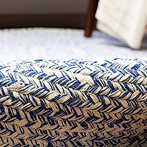 Super Area Rugs Farmhouse Braided Rug Cotton Kitchen Reversible Carpet, Blue & White, 4' X 6' Oval