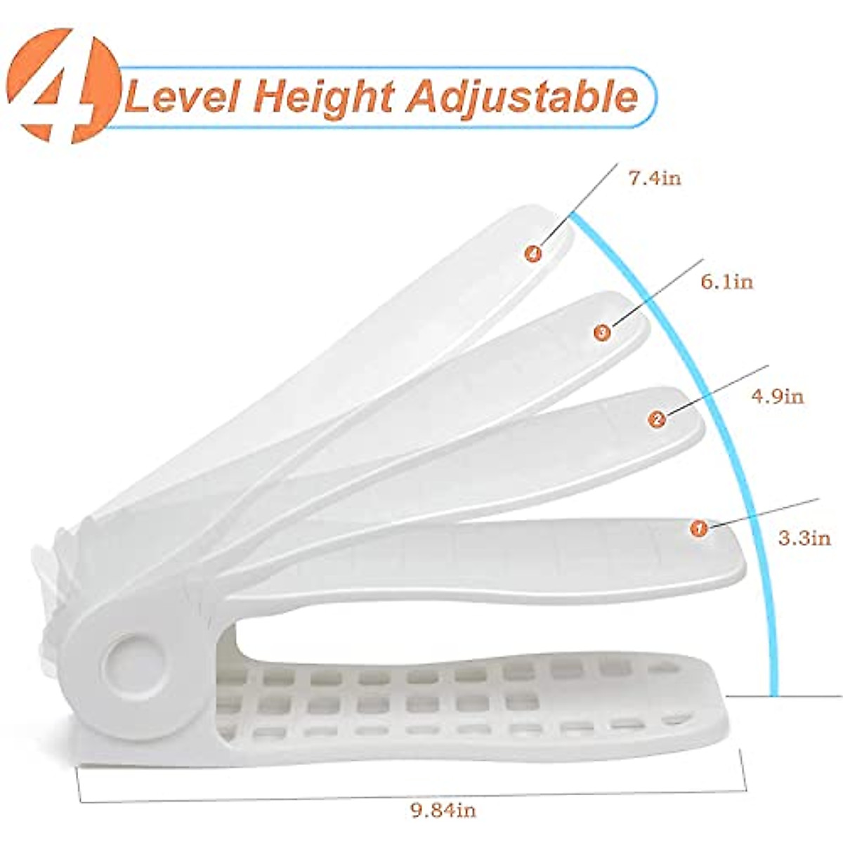 YIHATA Shoe Slots Organizer, Adjustable Shoe Stacker Storage Space Saver, Double Deck Shoe Rack Holder for Closet Organization, Thickening Quality Upgrade (16Pack, White)