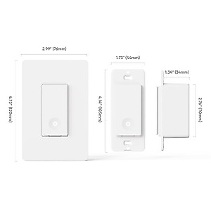 TREATLIFE 3 Way Smart Switch, 2.4GHz WiFi Light Switch Works with Alexa and Google Home, Neutral Wire Required, Remote Control, Schedule Timer, 1 Pack, White