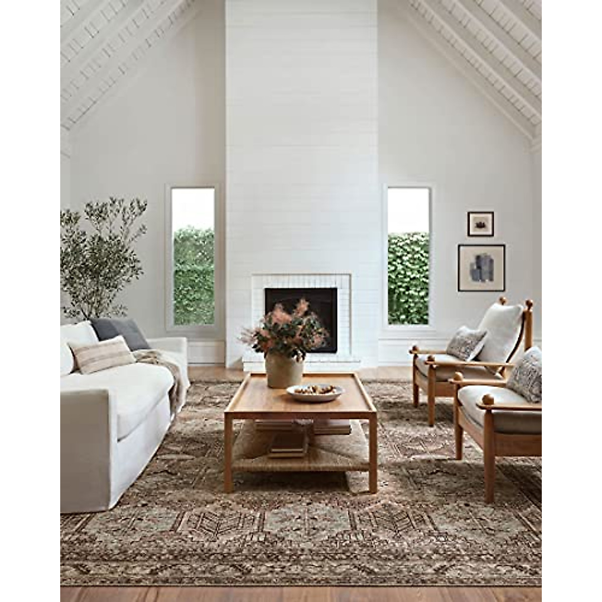 Loloi Amber Lewis Billie Collection, Clay & Sage 6'-0" x 9'-0" Area Rug – Antique & Distressed Accent Rugs for Living Room, Bedroom, Entryway & Hallway, No Shed High Traffic Area Home Decor Rug