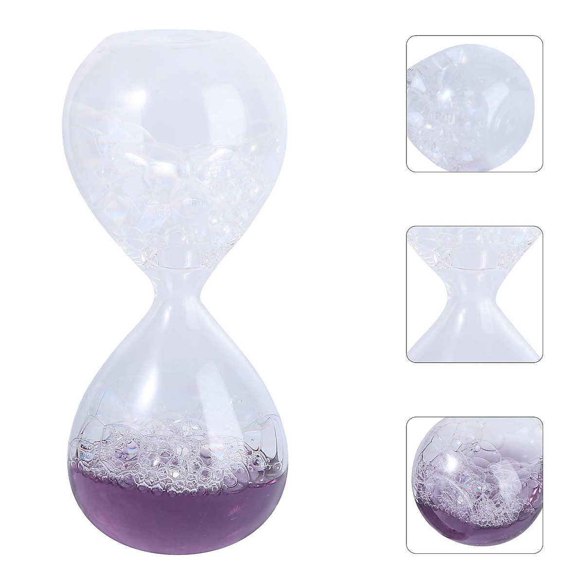 cabilock Hour Glass Glass Hourglass Timer Liquid Hourglass Liquid Motion Timer Hourglass Bubble Singing Hourglass Home Decorations Birthday Gifts (Purple) Water Wiggler