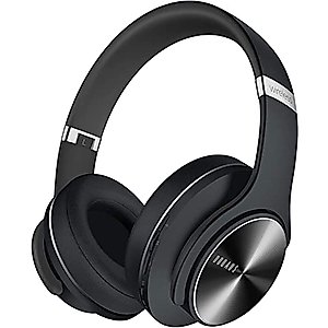 DOQAUS Bluetooth Headphones Over Ear, 52 Hours Playtime Wireless Headphones with 3 EQ Modes, Noise Isolating HiFi Stereo Headphones with Deep Bass, Microphone, Soft Earpads for Cellphone/PC (Black)