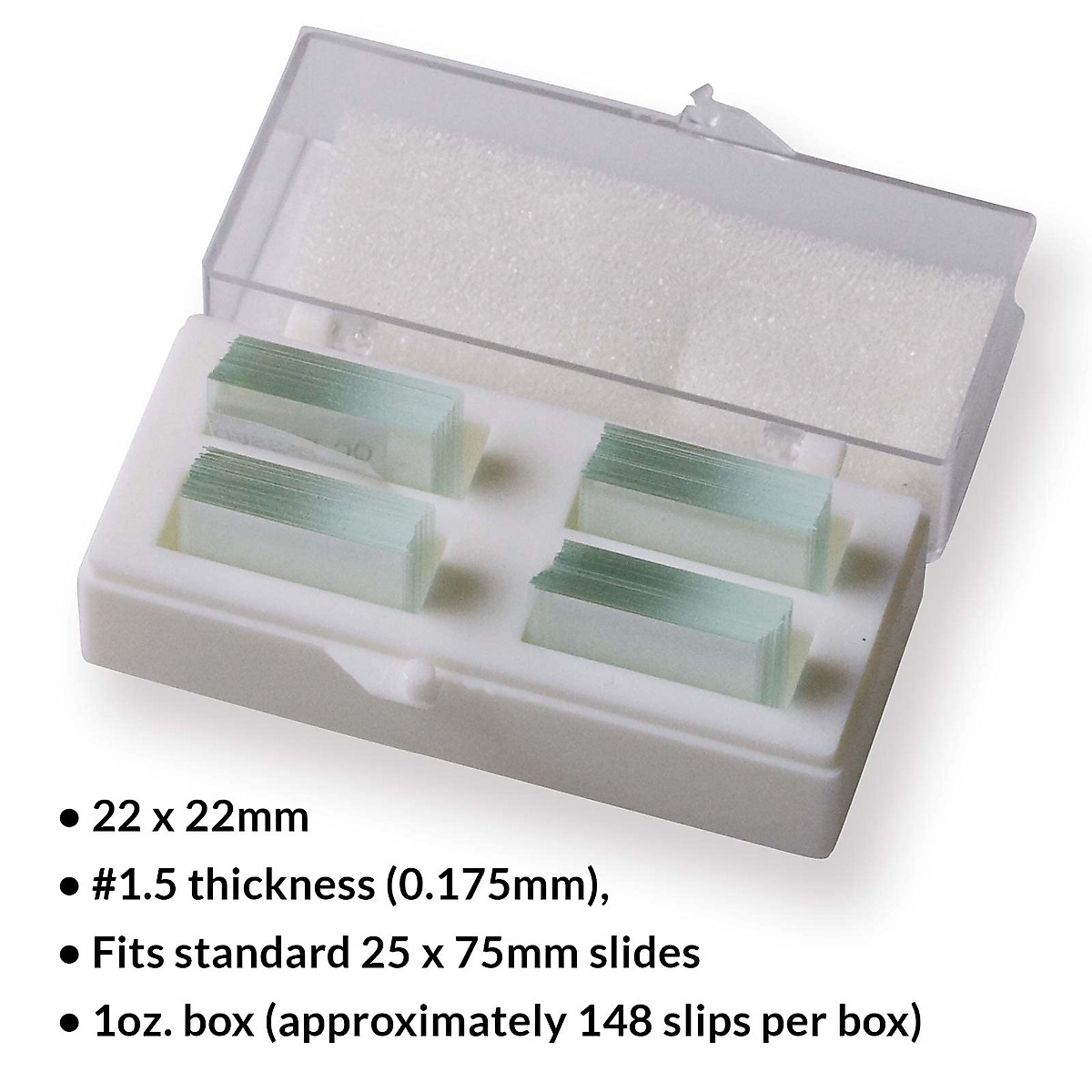Globe Scientific 1404-15 Cover Glass, 22 x 22mm, #1.5 Thickness (Case of 10)