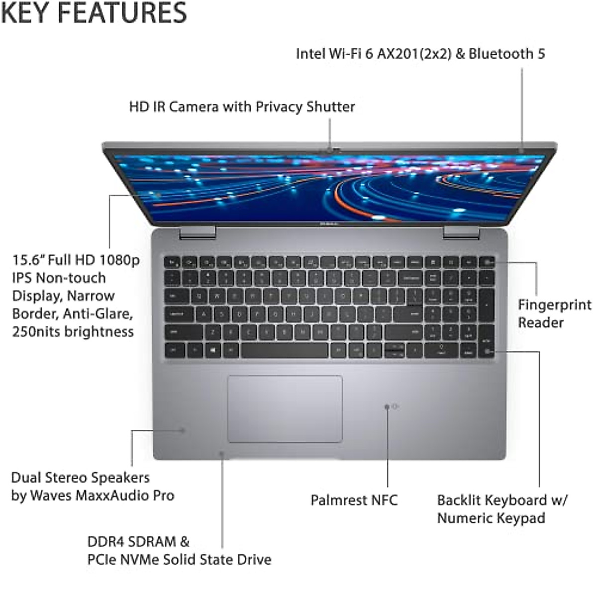 2021 Newest Dell Latitude 5520 Business Laptop, 15.6" FHD IPS Backlit Display, i7-1185G7 vPro, 64GB RAM, 4TB SSD, IR Camera, Backlit Keyboard, Fingerprint Reader, WiFi 6, Thunderbolt, NFC, Win 11 Pro