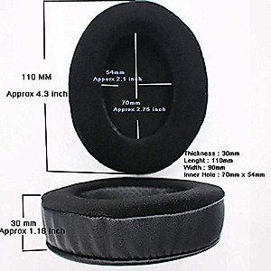 Replacement Ear Pad PU Velour Cushions for Brainwavz HM5, Turtle Beach, HD280 pro, Monoprice 8323, AKG, Sony, ATH M50X M40X ATH M Series and More Large Headphones pad (Pu/Velour Black)