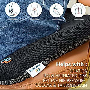 HANCHUAN Gel Seat Cushion Sciatica & Back Pain Relief 1.8" Thick Cushion for Long Sitting Orthopedic Gel Cushion with Honeycomb Breathable Design for Truck, Cars, Wheelchair, Office Chair, Game Chair