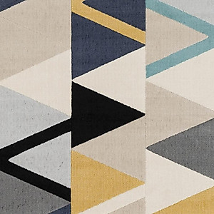 Mark&Day Area Rugs, 4x6 Domwier Modern Mustard Area Rug, Aqua Beige Black Carpet for Living Room, Bedroom or Kitchen (3'11" x 5'7")