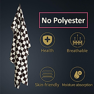 INAINI Black White Checkered Silk Scarf - Checkered Flag Bandana - Checkerboard Neck Scarf - Pure Natural Silk Handkerchief 21" x 21 inch