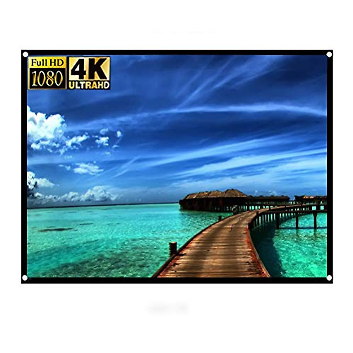 Eboxer 72inch HD Anti Crease Portable Projection Screen,Foldable Non Crease White Projector Curtain Projection Screen,for Wall/Bound onto a Frame,Support Double Sided Projection for Home/Open air
