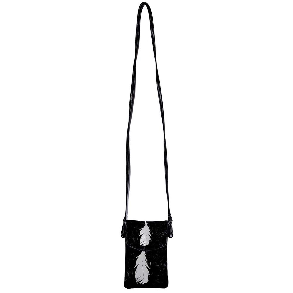 MAPOLO Feather Black And White Women Small Crossbody Bag Cell Phone Purse Wallet for Women Girls