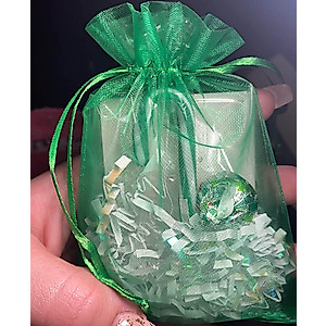 Gmnosuw 100 Pcs Organza Drawstring Gift Wrap Bags for Jewelry, 4x6 Inch Sheer Fabric Mesh Green Clear Soft Rope Goody Package Sachet for Baby Shower,Christmas,Birthday,Party Favors,Wedding,Engagement