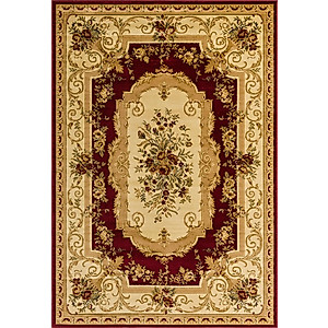 Unique Loom Versailles Collection Traditional Classic Floral Motif Area Rug (7' 0 x 10' 0 Rectangular, Burgundy/ Ivory)