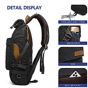SUOVOCK travel backpack, carry on backpack, backpack for college, 14-17 inch laptop backpack, backpack with usb charging port(canvas)