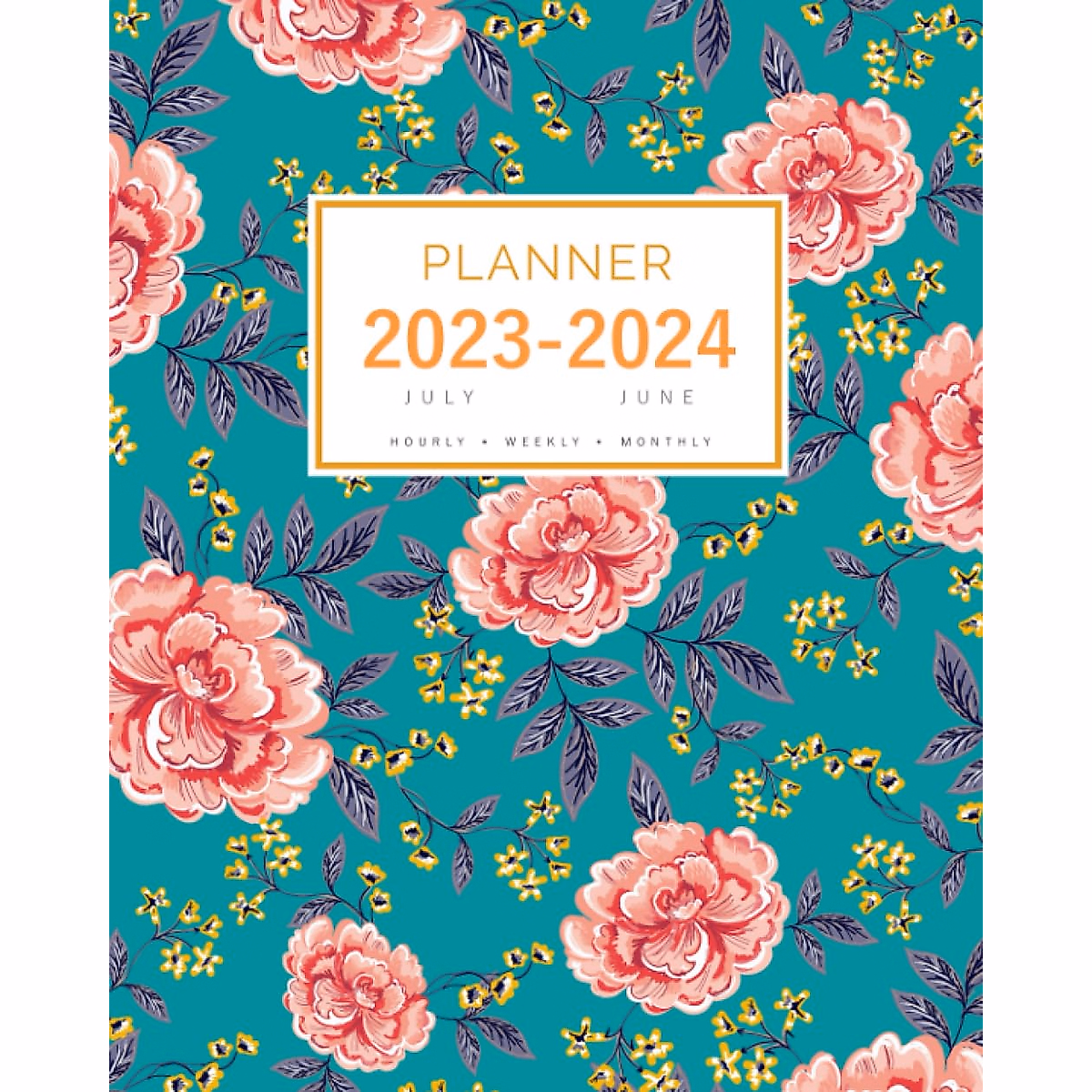 Planner July 2023-2024 June: 8x10 Large Notebook Organizer with Hourly Time Slots | Summer Flower Exotic Bird Design