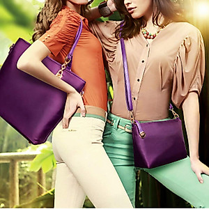 FiveloveTwo Women 6Pcs Handbag Set Nylon Top Handle Bag Totes Satchels Crossbody Shoulder Bags and Purse Clutch
