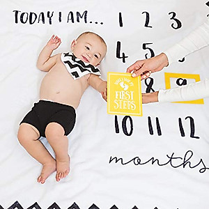 LooliBird Baby Monthly Milestone Blanket - 8 Milestone Cards Number Frame in a Gift Box - Fleece Baby Month Blanket for Baby Pictures - Baby Milestone Blanket Girl or Boy